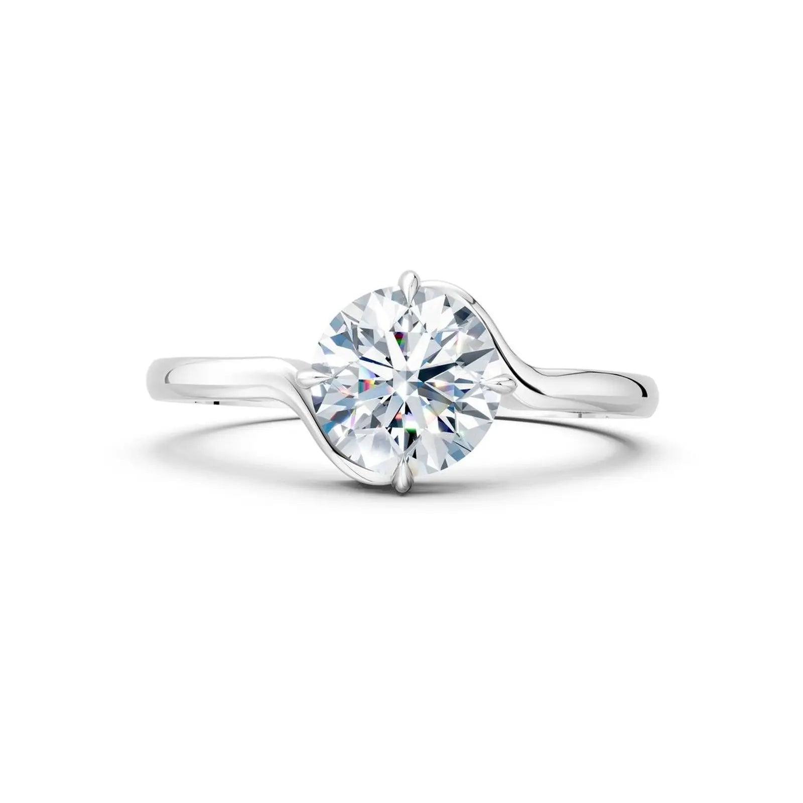 Bypass Solitaire Round Diamond Engagement Ring | Forever For Love
